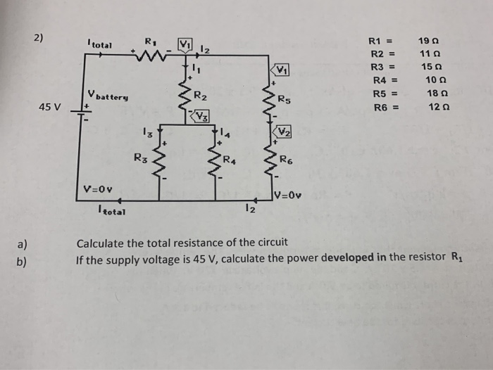 Solved 2) total RN R1 = R2 = R3 = R4 = R5 = R6 = 190 110 15 | Chegg.com