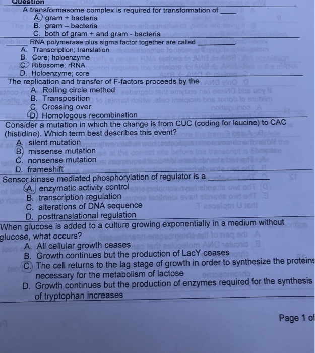 Solved Wuestion A transformasome complex is required for | Chegg.com