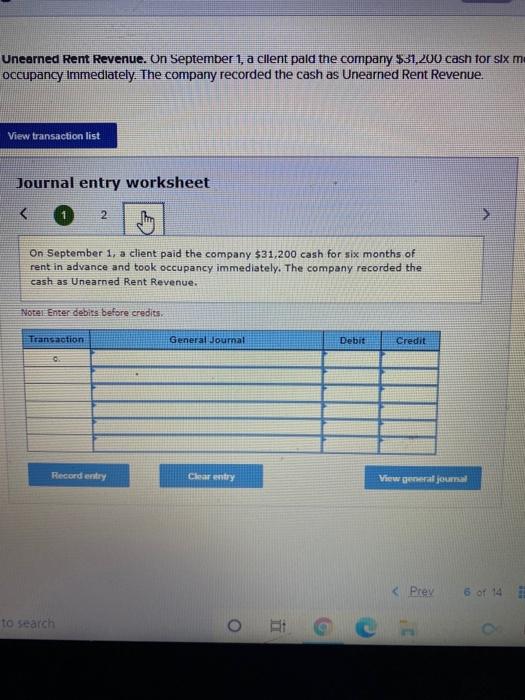 Solved Sived Unearned Rent Revenue. On September 1, a client | Chegg.com