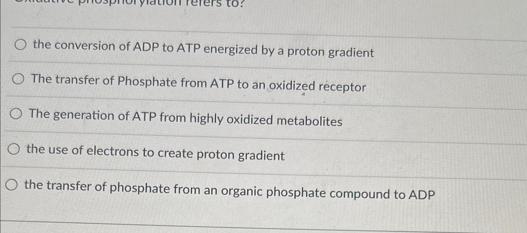 Solved the conversion of ADP to ATP energized by a proton | Chegg.com