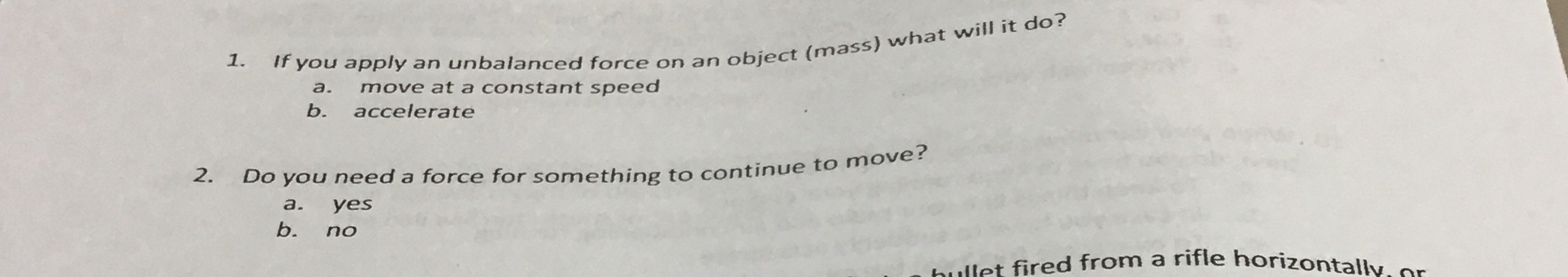 Solved If you apply an unbalanced force on an object (mass) | Chegg.com