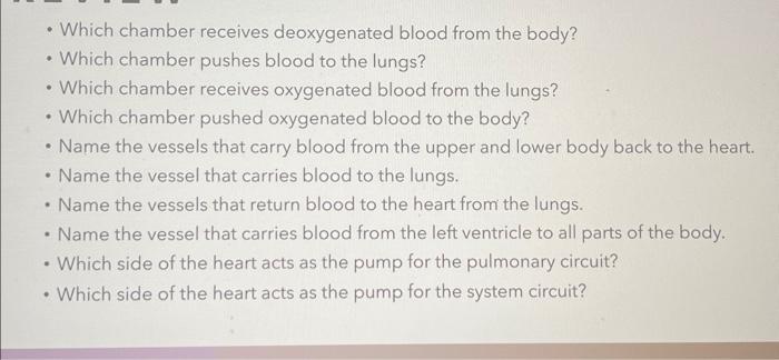 Solved - Which chamber receives deoxygenated blood from the | Chegg.com