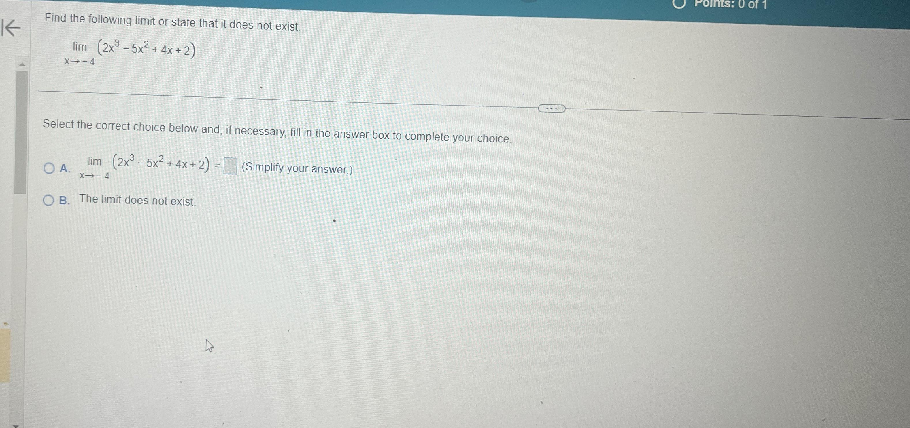 Solved Find the following limit or state that it does not | Chegg.com