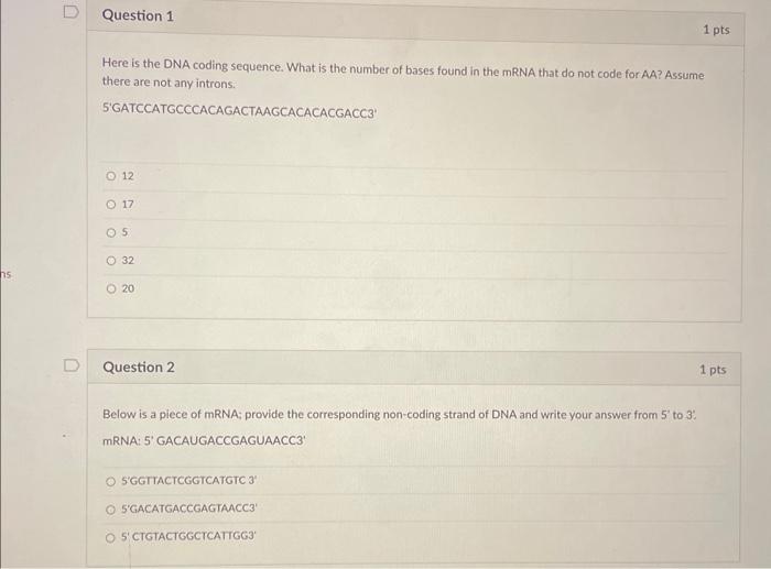 Solved Here Is The Dna Coding Sequence What Is The Number 