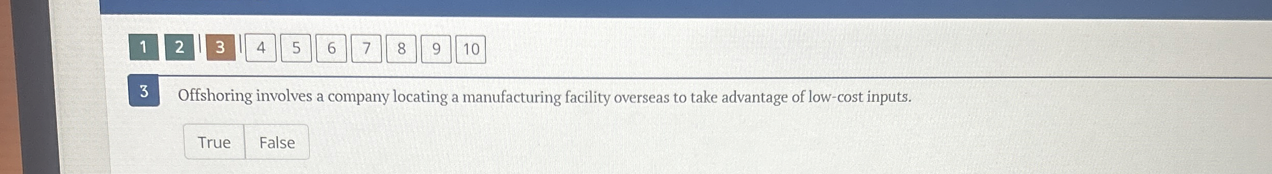 Solved 123456789103 ﻿Offshoring involves a company locating | Chegg.com