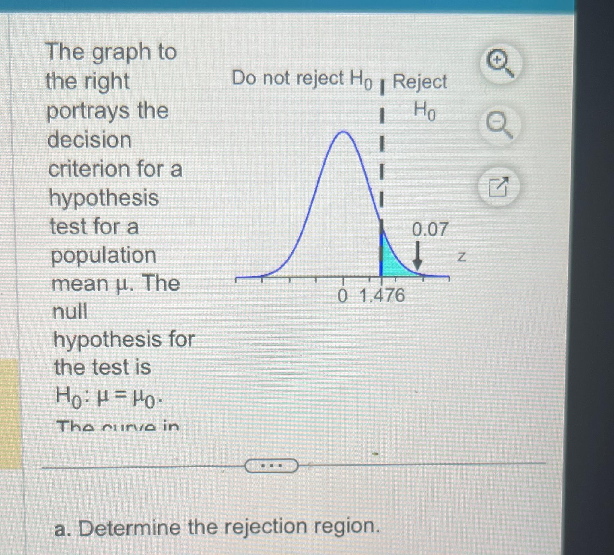 Solved The graph to the right Do not reject H0 | ﻿Reject | Chegg.com