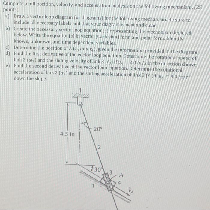 Solved Complete A Full Position Velocity And Acceleration
