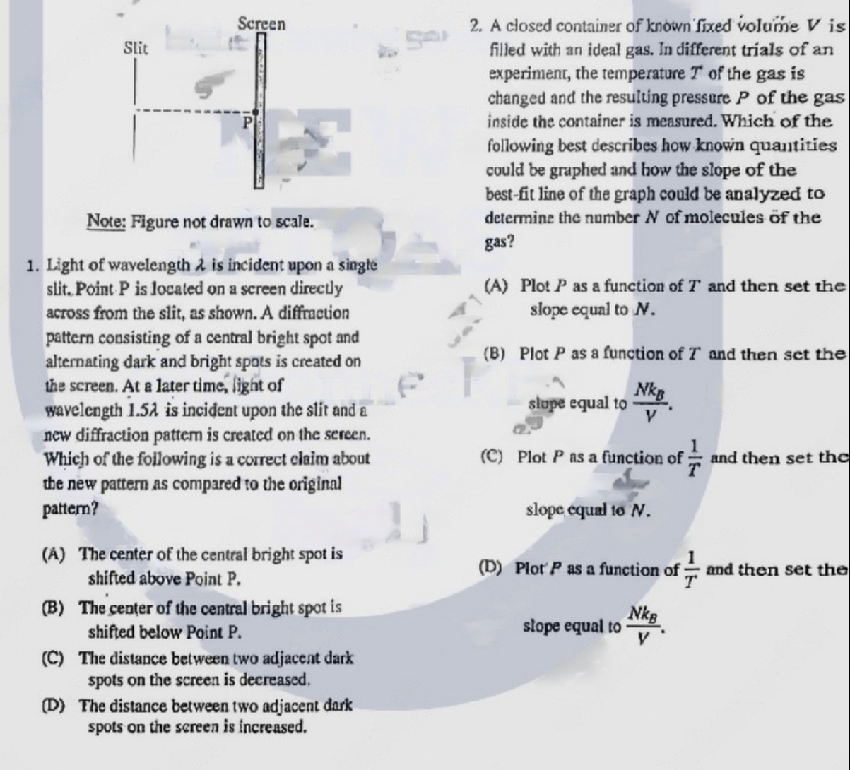 Solved Note: Figure not drawn to scale.Light of wayelength λ | Chegg.com