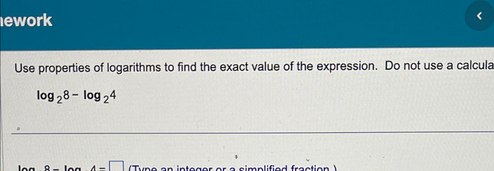 Solved leworkUse properties of logarithms to find the exact | Chegg.com