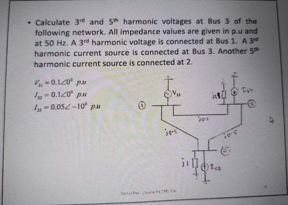 Solved Calculate 3rd ﻿and 5th ﻿harmonic voltages at Bus 3 | Chegg.com