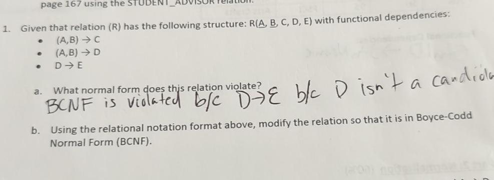 Solved Given that relation (R) ﻿has the following structure: | Chegg.com