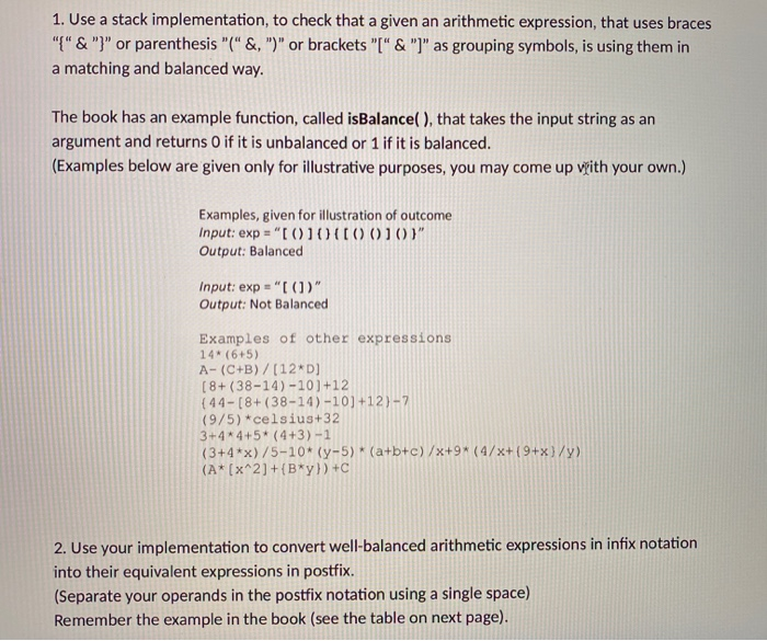 Solved 1. Use a stack implementation, to check that a given | Chegg.com