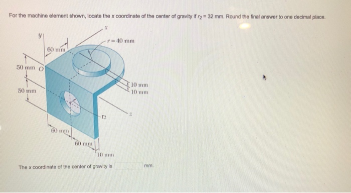 Solved For the machine element shown, locate the x | Chegg.com