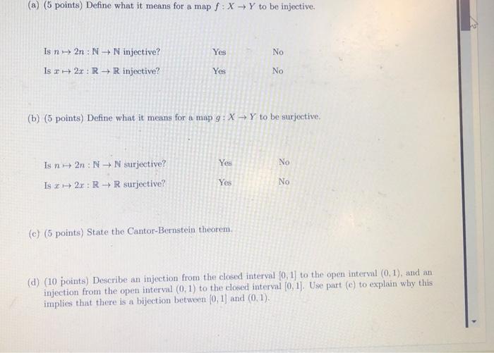 Solved (a) (5 points) Define what it means for a map f:X→Y | Chegg.com