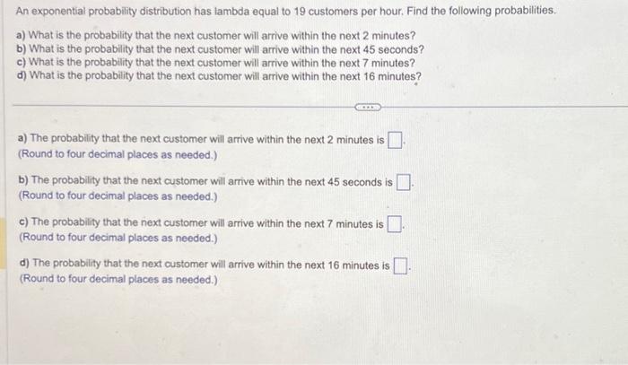 Solved An exponential probability distribution has lambda | Chegg.com