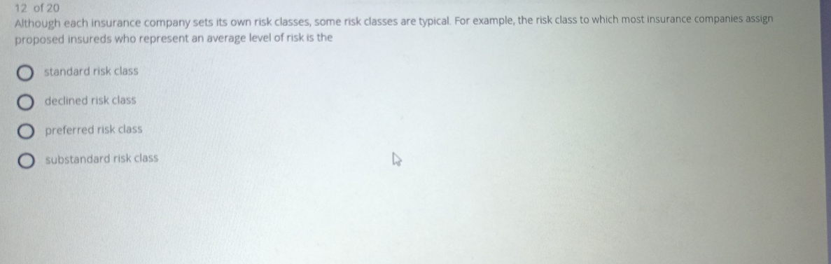 Solved 12 ﻿of 20Although each insurance company sets its own | Chegg.com