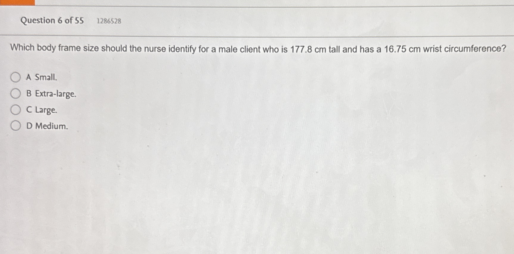 Solved Question 6 ﻿of 55,1286528Which body frame size should | Chegg.com