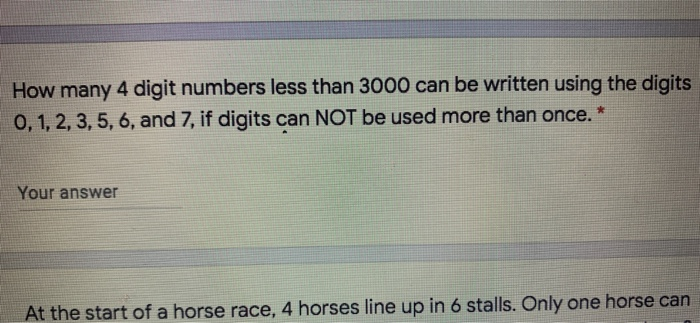 Solved How many 4 digit numbers less than 3000 can be | Chegg.com