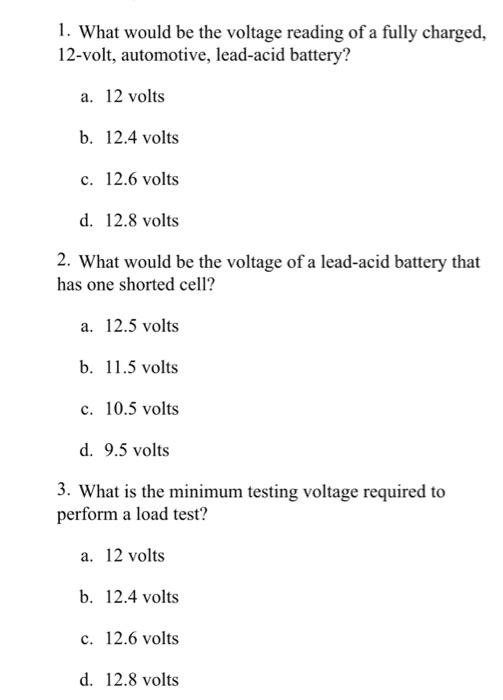 Solved 1. What would be the voltage reading of a fully | Chegg.com