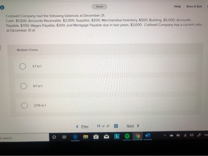 Solved Saved Help Save & Exit Coldwell Company had the | Chegg.com