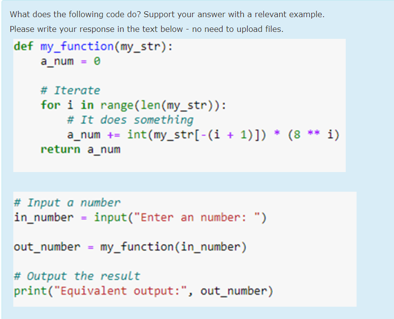 Solved What does the following code do? ﻿Support your answer | Chegg.com