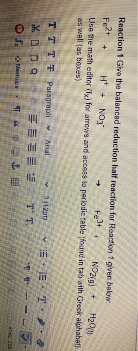 Solved Fe2+ + Ht + → Fe3+ + H20 (1) Oxidation states Fe2+ | Chegg.com