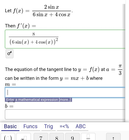 Solved Let f(x) 2 sin x 6 sin x + 4 cos x Then f'(x) 8 (6 | Chegg.com