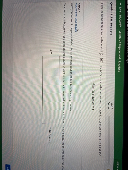 Solved LoLESSUESSUILCerity - Save & Exit Certify Lesson: 7.4 | Chegg.com
