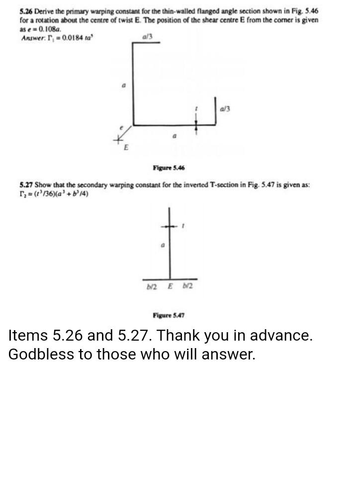 5.26 Derive the primary warping constant for the | Chegg.com