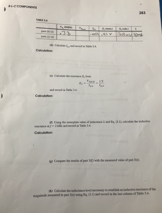 Solved Part 3 Inductive Reactance A Construct The Network 6210