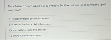 Solved The substance curare, which is used by native South | Chegg.com