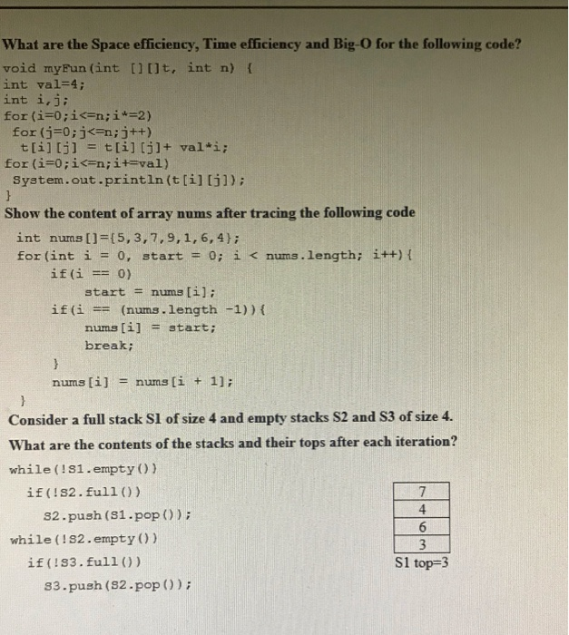 Solved - What are the Space efficiency, Time efficiency and | Chegg.com
