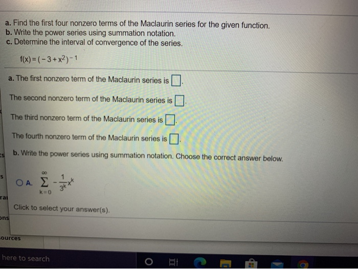 Solved a. Find the first four nonzero terms of the Maclaurin | Chegg.com