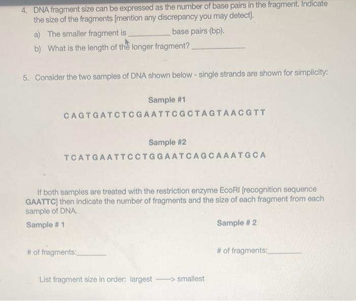 Solved Lesson 1 Restriction Digestion of DNA Samples | Chegg.com