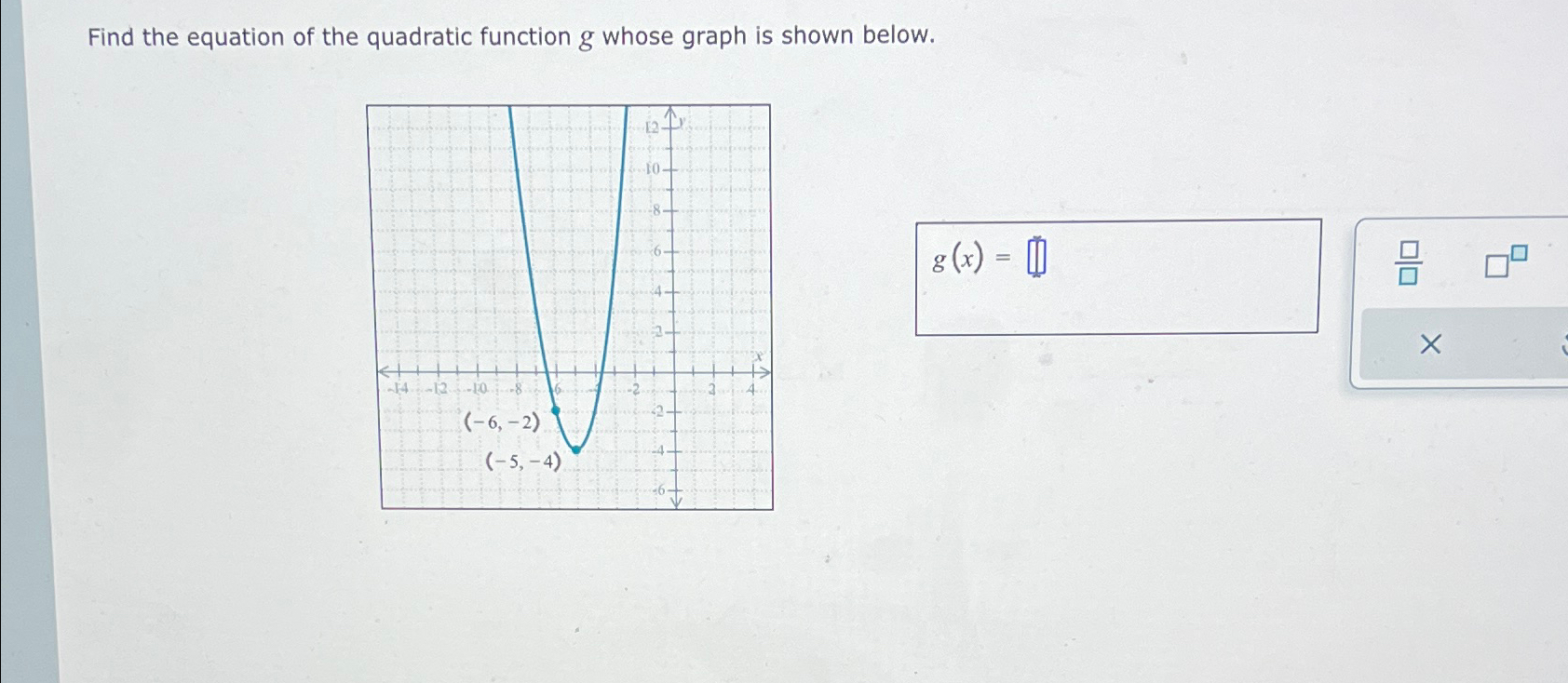 Solved Find the equation of the quadratic function g ﻿whose | Chegg.com
