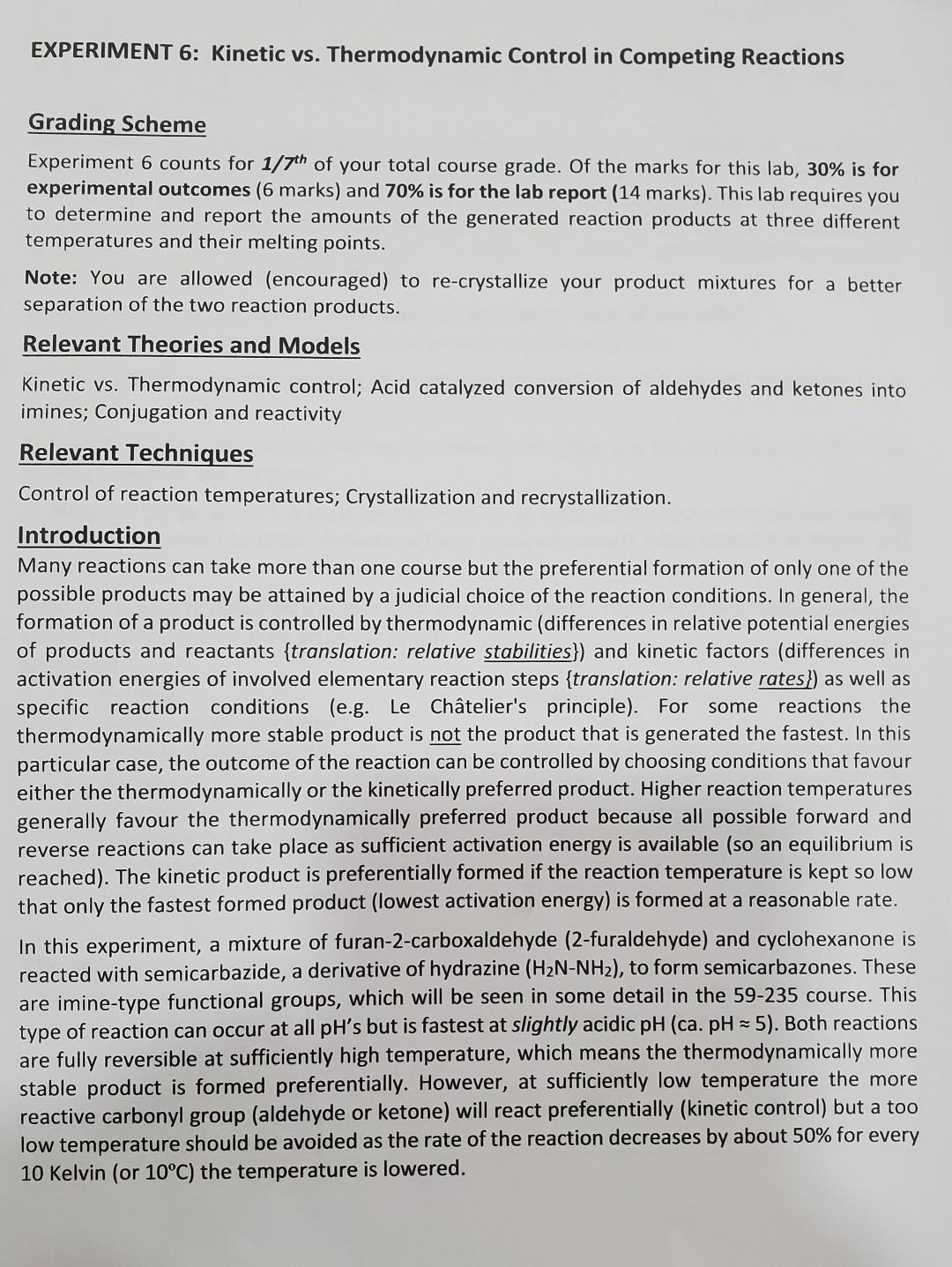Solved EXPERIMENT 6: Kinetic vs. Thermodynamic Control in | Chegg.com