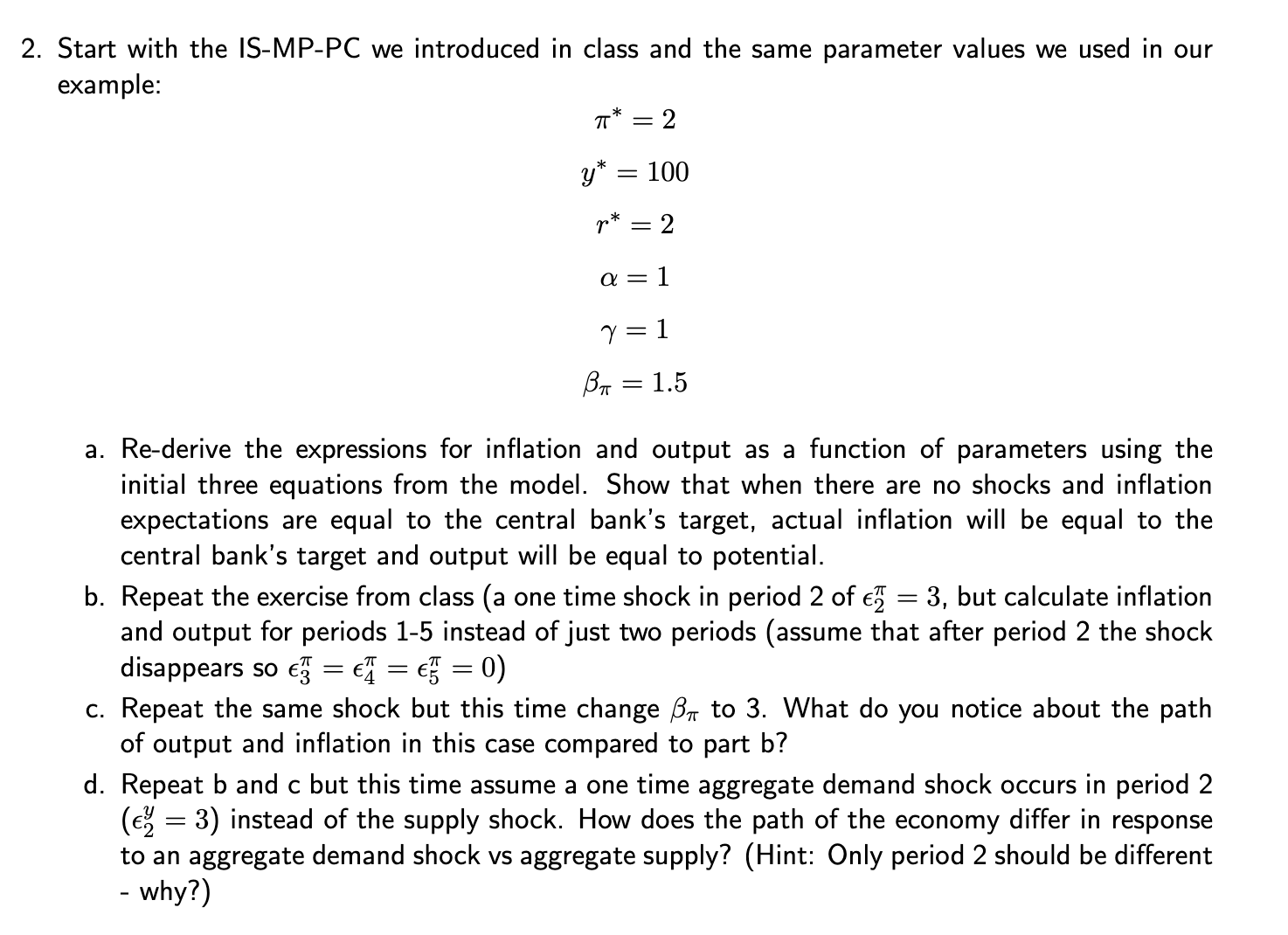 Solved Start with the IS-MP-PC we introduced in class and | Chegg.com