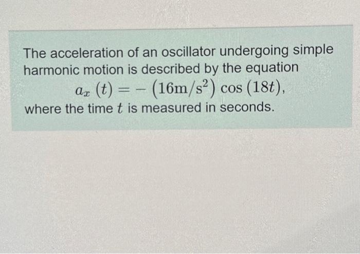 Solved The acceleration of an oscillator undergoing simple | Chegg.com