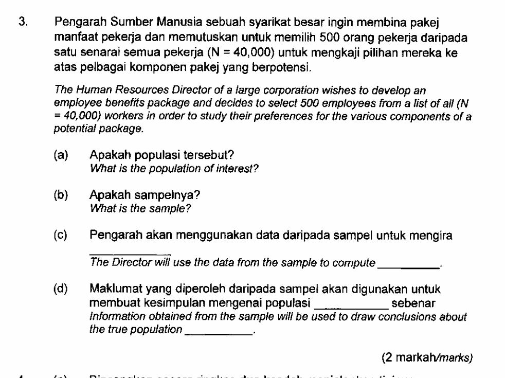 Solved 3. ﻿Pengarah Sumber Manusia sebuah syarikat besar | Chegg.com