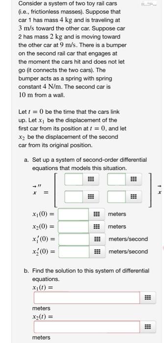 Solved Consider a system of two toy rail cars (i.e., | Chegg.com