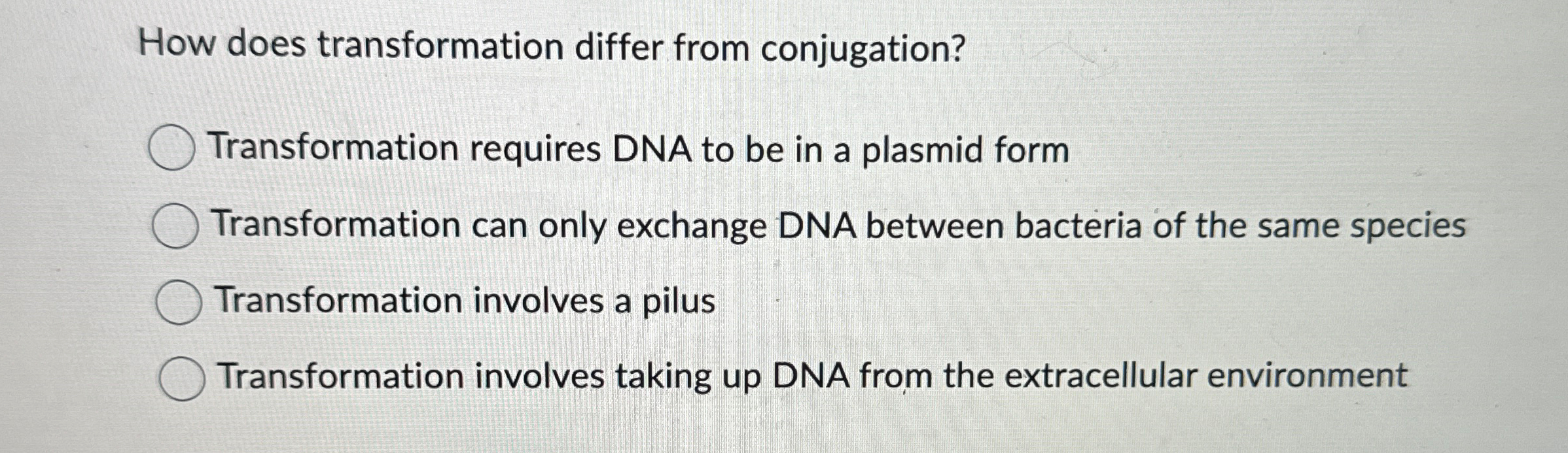 Solved How does transformation differ from | Chegg.com