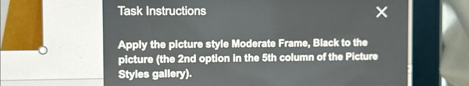 Solved Task InstructionsApply the picture style Moderate | Chegg.com