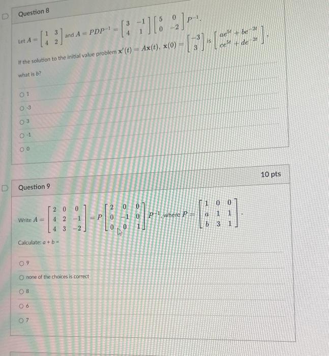 Solved Question 8 Let A = 01 0-3 0 3 -3 If the solution to | Chegg.com