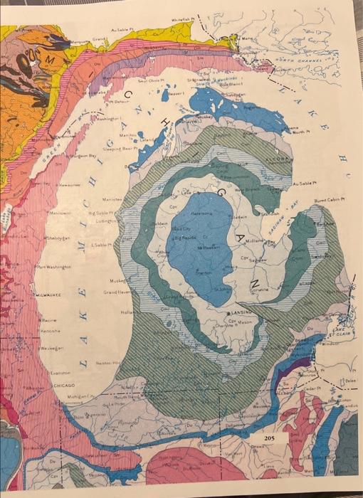 Solved 18. Geologic Map of Michigan and the Sturrounding | Chegg.com