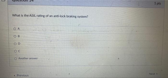 Solved 1 pts What is the ASIL rating of an anti-lock braking | Chegg.com