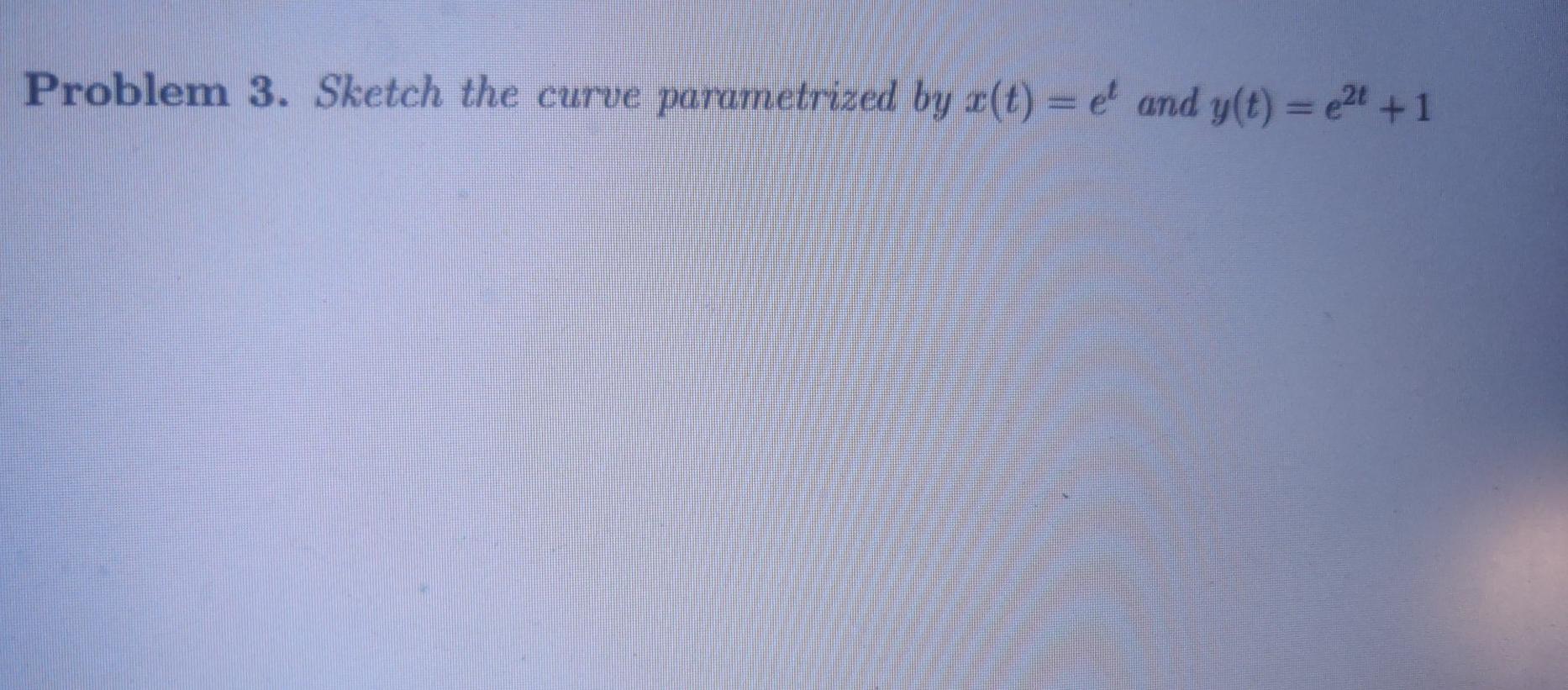 Solved Problem 3. Sketch the curve parametrized by r(t) = et | Chegg.com