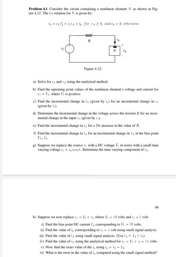 Solved Problem 4.1 Consider the circuit containing a | Chegg.com