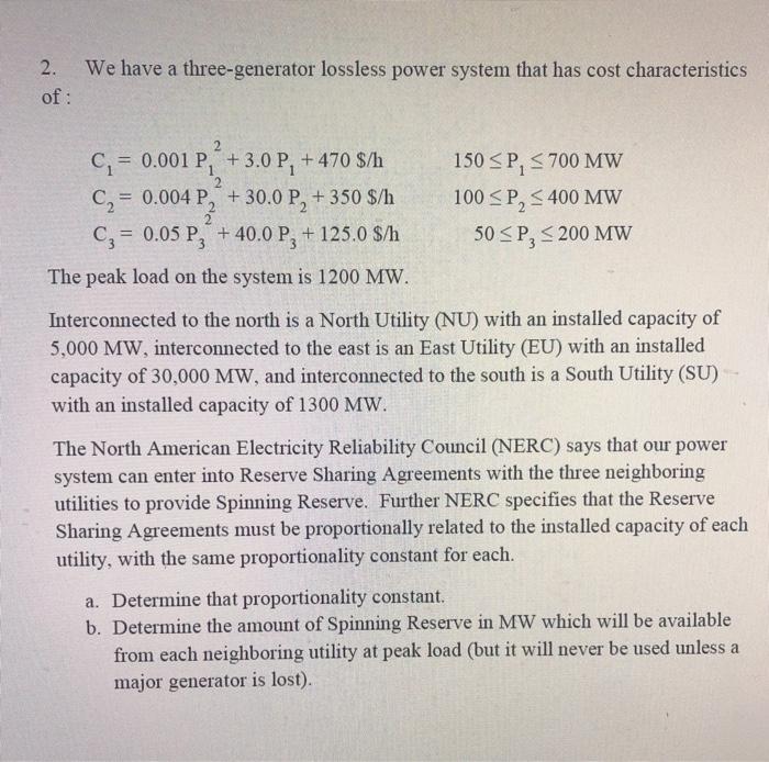 2. of : We have a three-generator lossless power | Chegg.com
