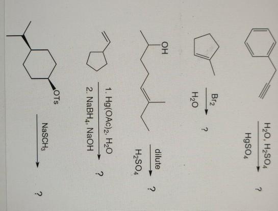 Solved H2O, H2SO4 ? HgSO4 Br2 ? H20 OH dilute ? H2SO4 1. | Chegg.com