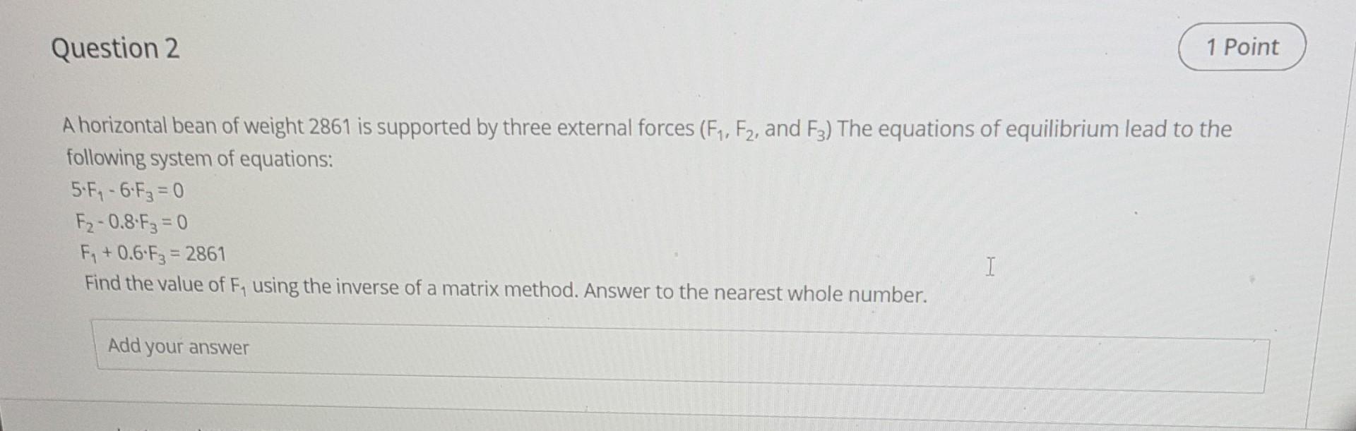 Solved A horizontal bean of weight 2861 is supported by | Chegg.com